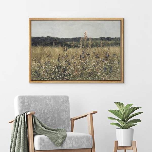 IDEA4WALL Framed Canvas Print Wall Art Rustic Wildflower Country Landscape Nature Wilderness ...